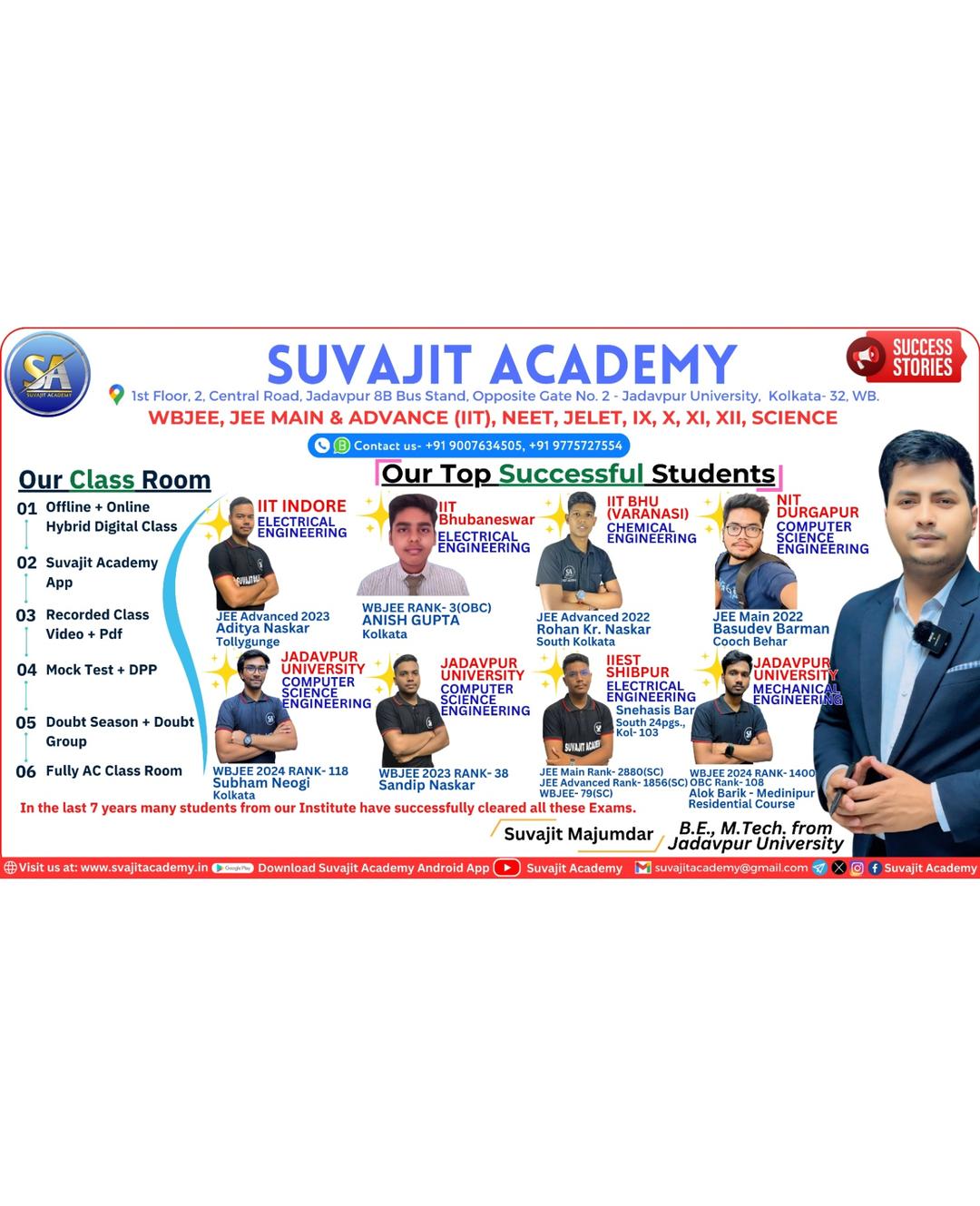 Suvajit Academy IIT JEE WBJEE JELET NEET SCIENCE ENGINEERING CLASS IX X XI XII Coaching Centre