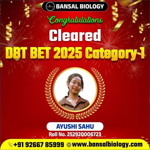 DBT BET JRF - Bansal Biology