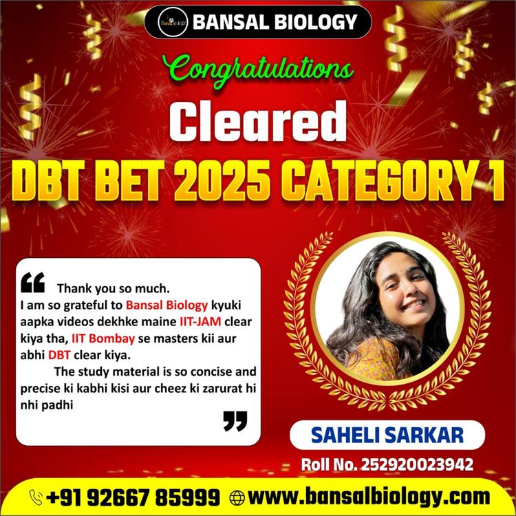 DBT BET JRF - Bansal Biology